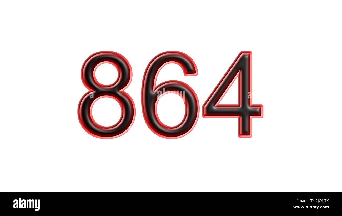 red 864 number 3d effect white background Stock Photo - Alamy