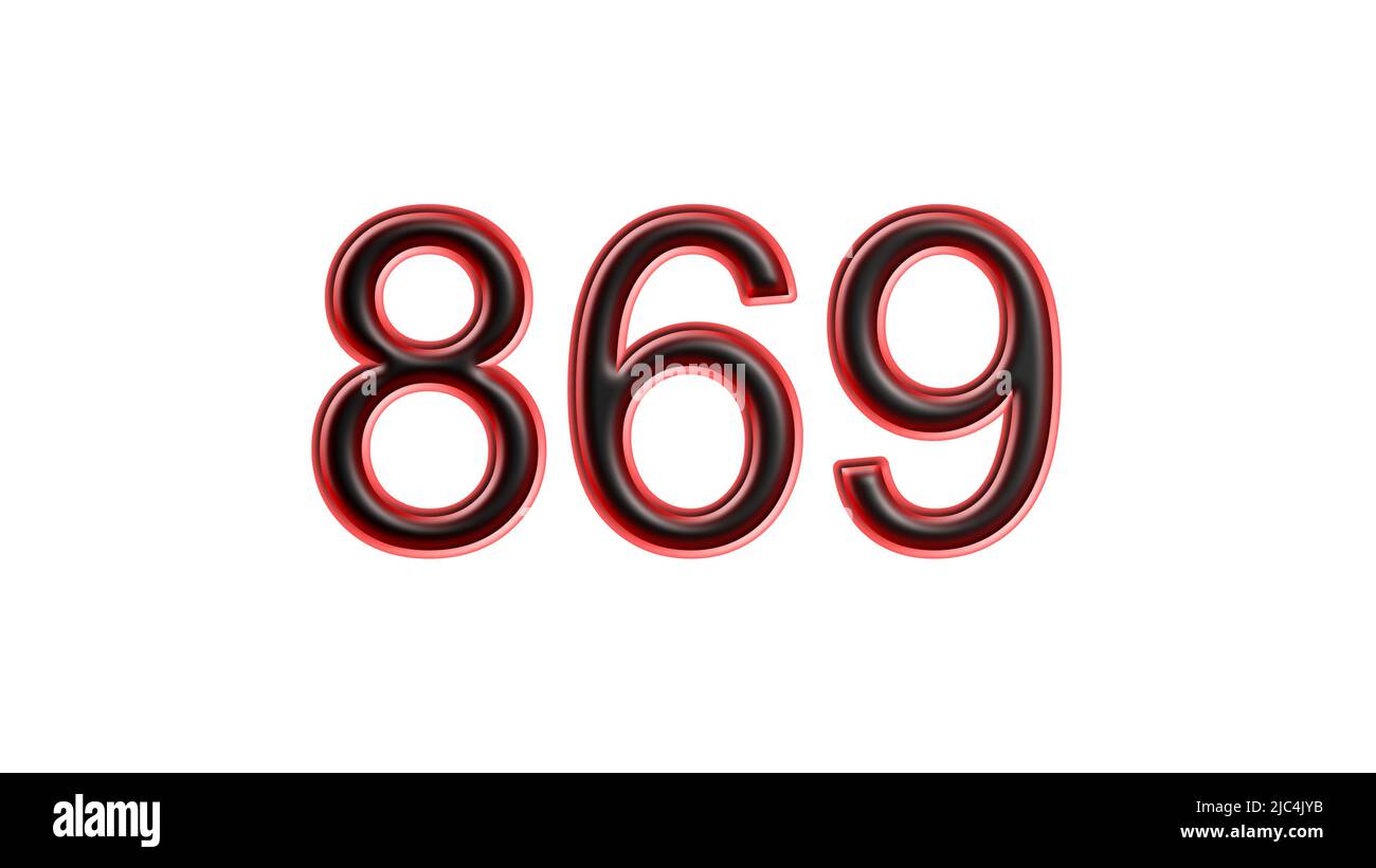 red 869 number 3d effect white background Stock Photo - Alamy
