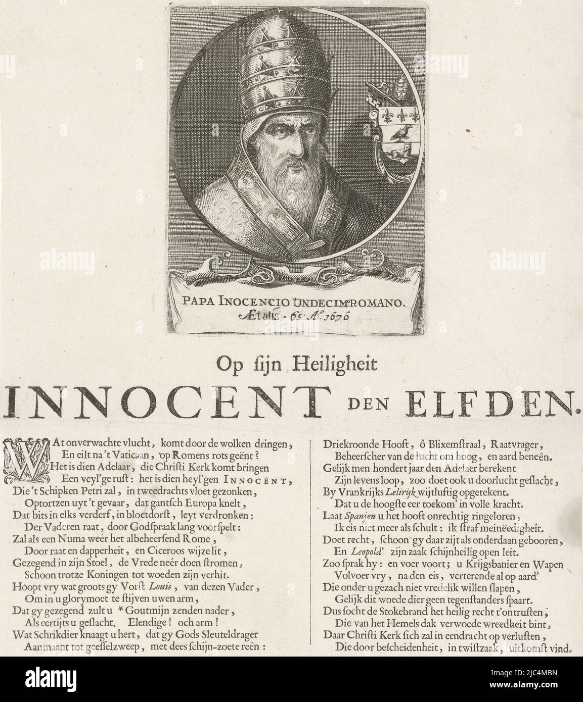 Portrait of Pope Innocent XI dressed in the papal robe and head adorned ...