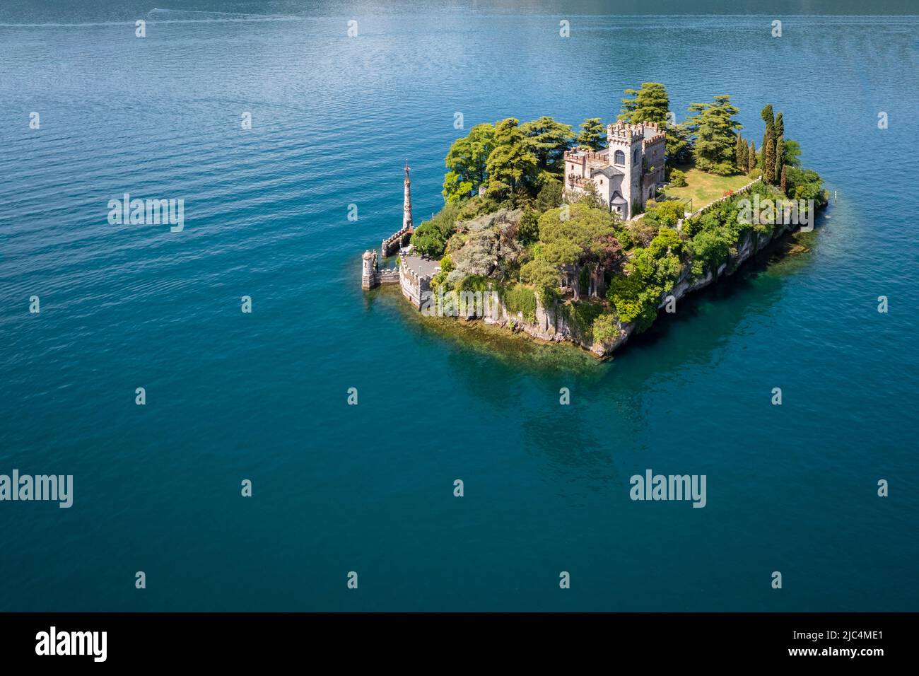 Aerial view of the Loreto Island on Iseo lake. Montisola, Brescia ...