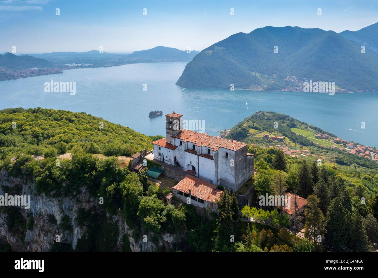 Aerial view of the Santuario della Madonna della Ceriola on top of ...