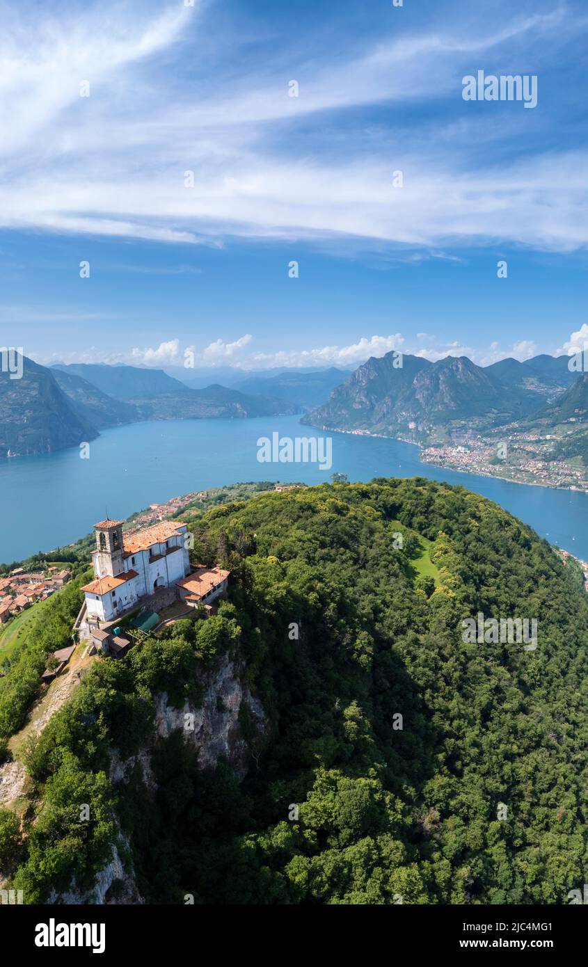 Aerial view of the Santuario della Madonna della Ceriola on top of ...