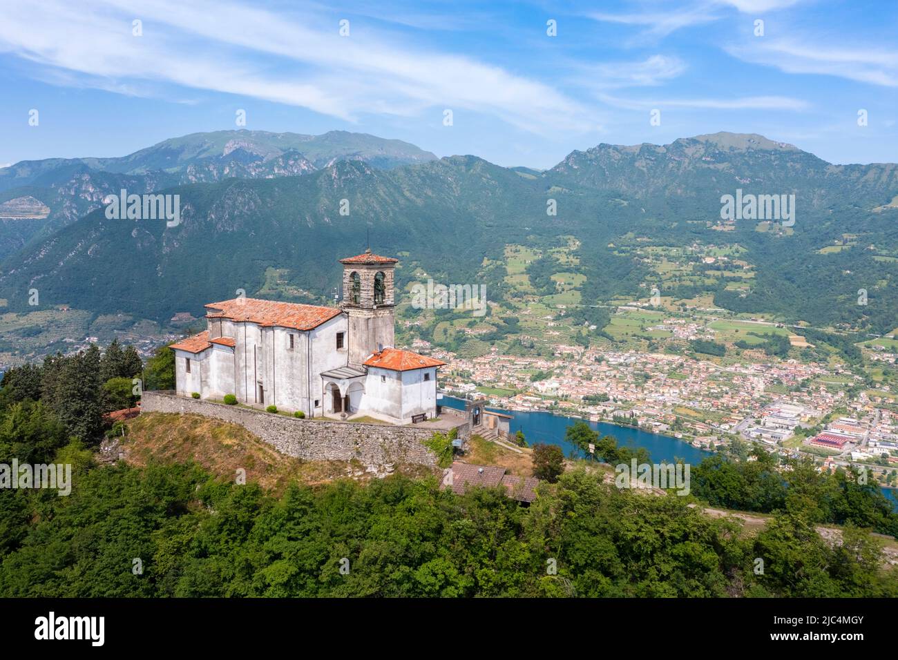 Aerial view of the Santuario della Madonna della Ceriola on top of ...