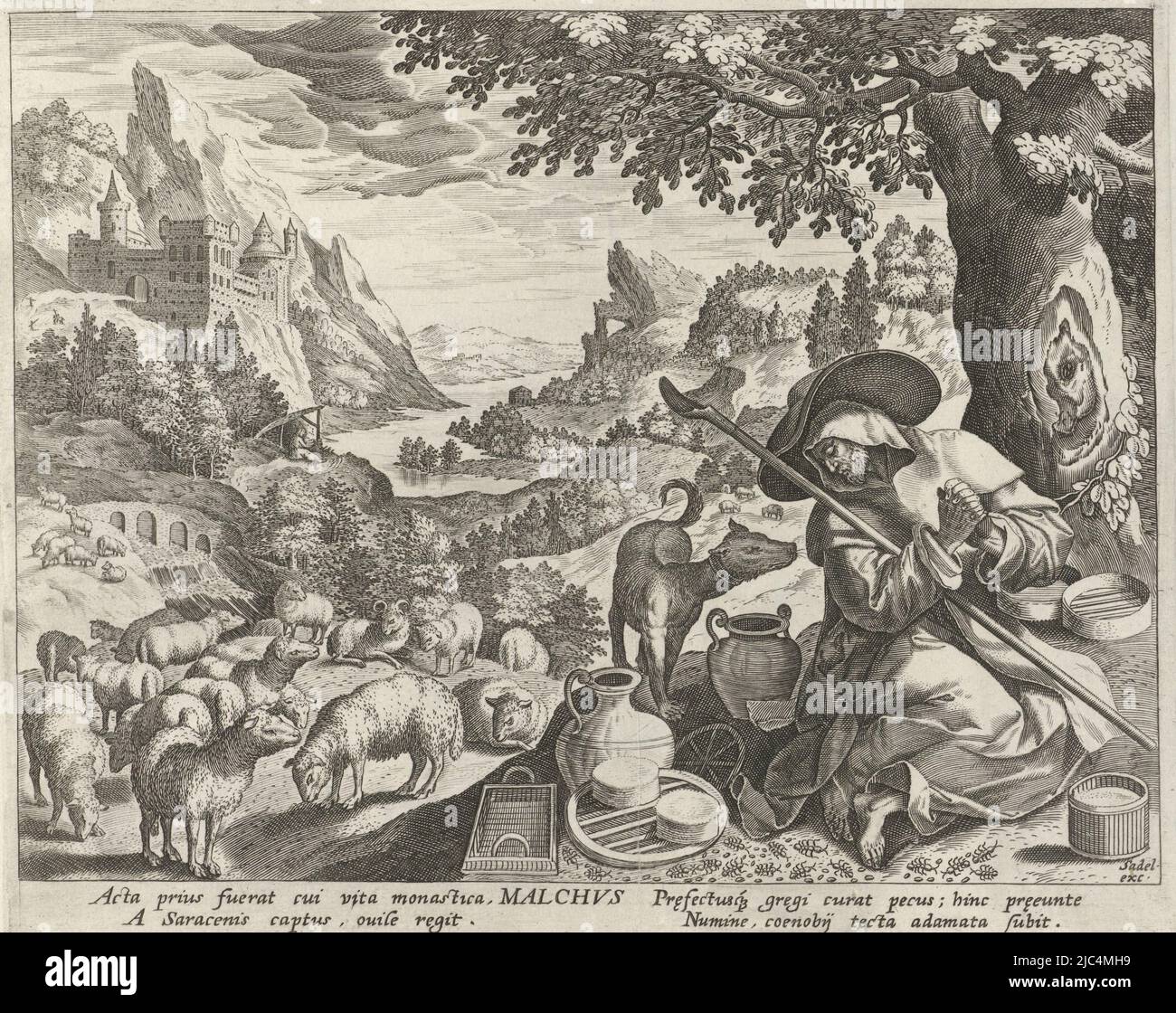 Saint Malchus of Chalcis. He prays while herding sheep. In the ...