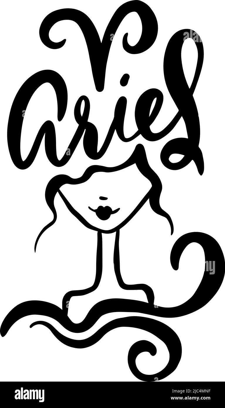 Zodiac sign Aries girl sketch. Abstract vector illustration Stock ...