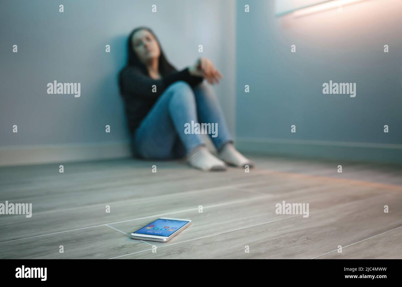 Unrecognizable woman with phone addiction looking at her mobile Stock ...