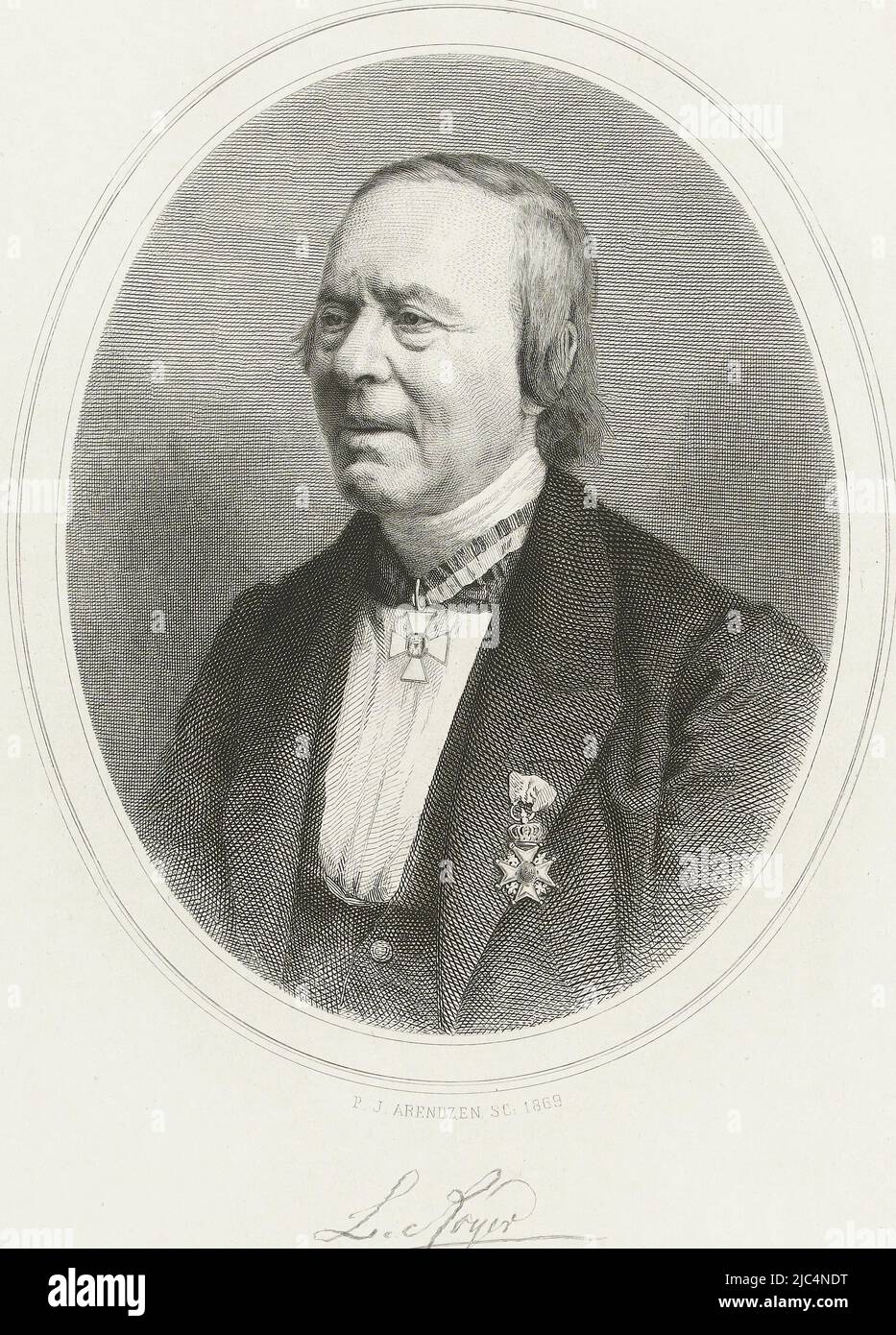 Bust of the sculptor Louis Royer in oval. In the lower margin a ...