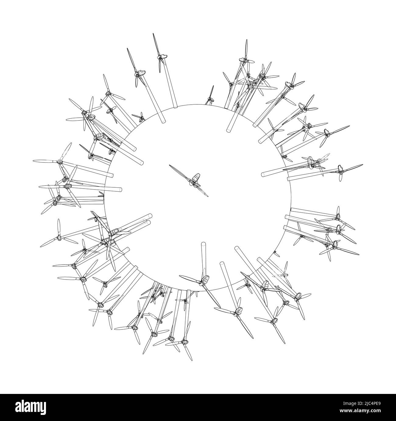 Electric wind turbines on round planet. Vector Stock Vector Image & Art ...