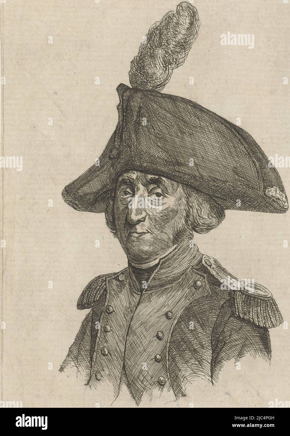 Bust facing left, wearing uniform and stitch with raised plume ...