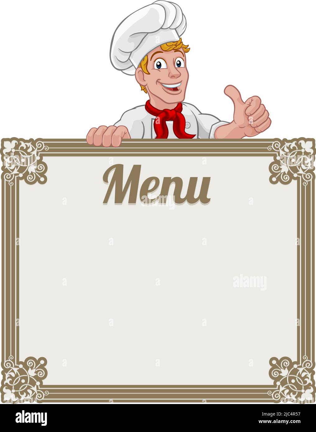 Chef Cook Baker Cartoon Man Menu Sign Background Stock Vector Image ...
