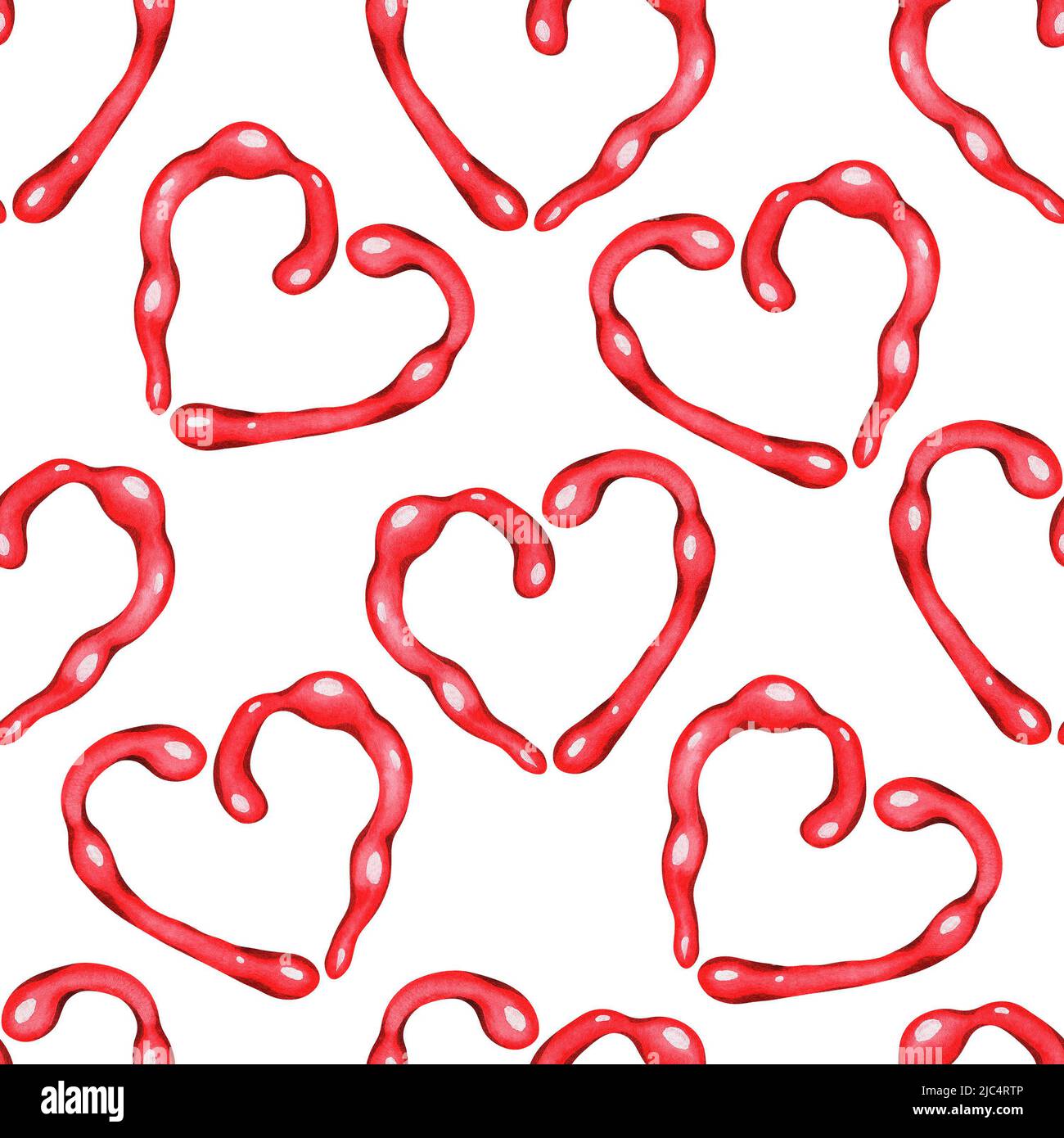 Heart Seamless Pattern. Watercolor illustration. Isolated on a white ...