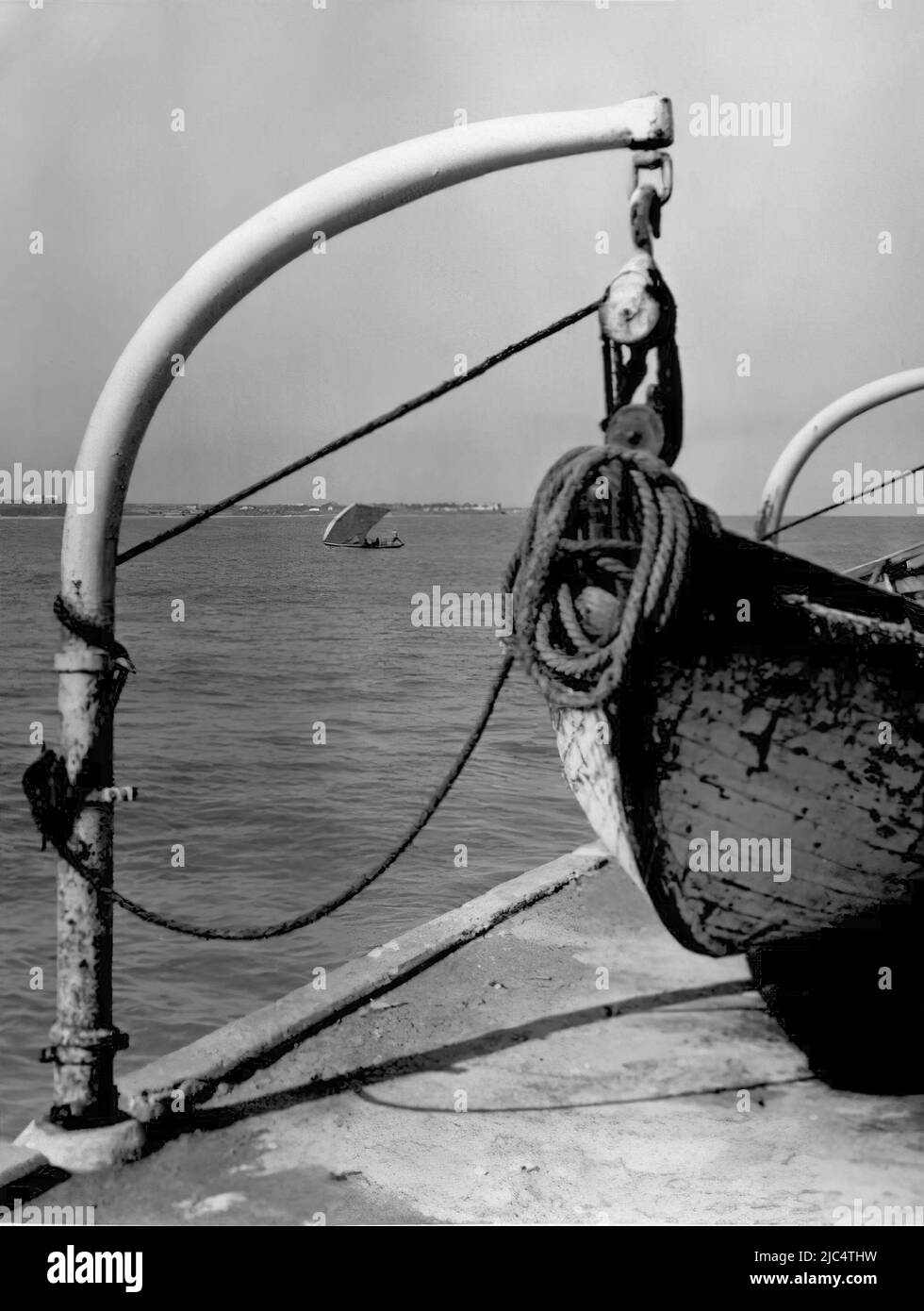 Landscape small ship in Black and White Stock Photos & Images - Alamy