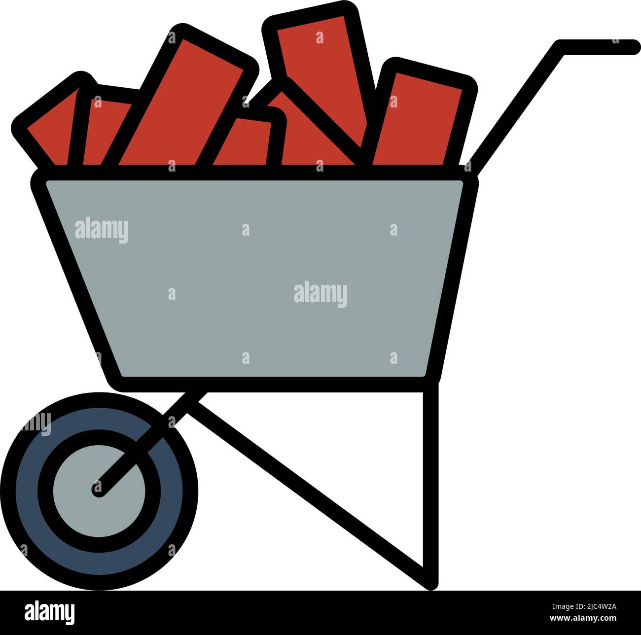 Icon Of Construction Cart. Editable Bold Outline With Color Fill Design ...