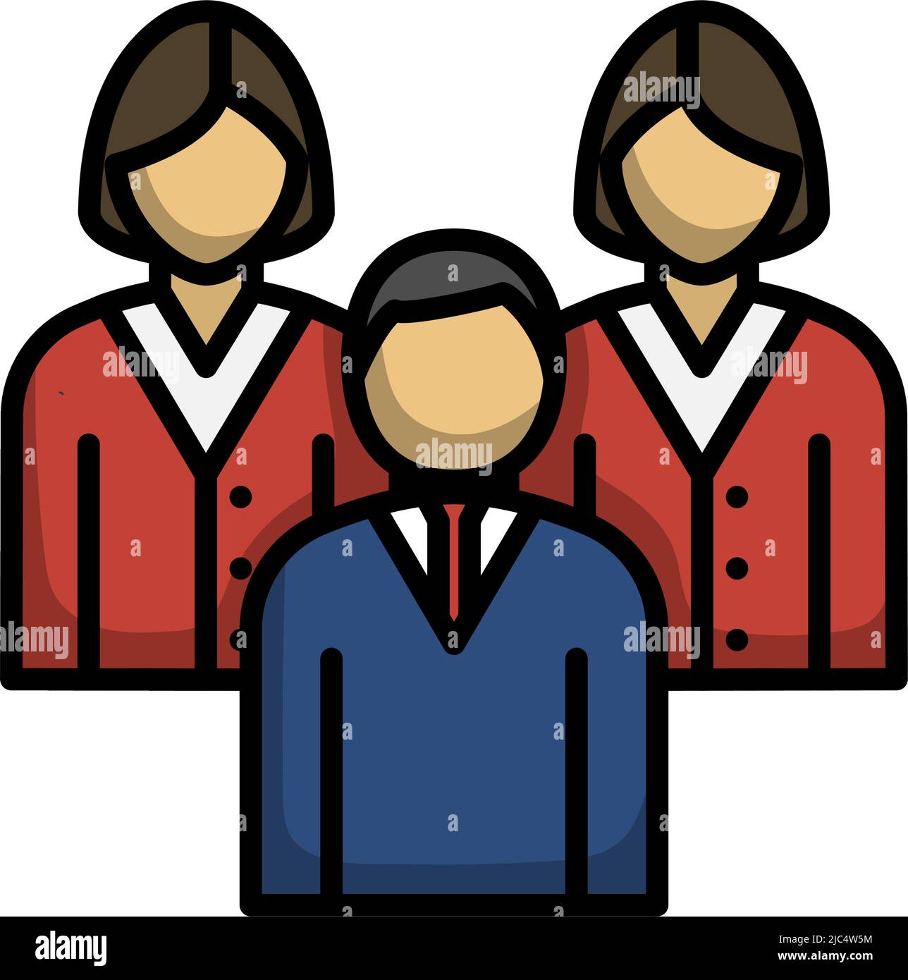 Corporate Team Icon. Editable Bold Outline With Color Fill Design ...