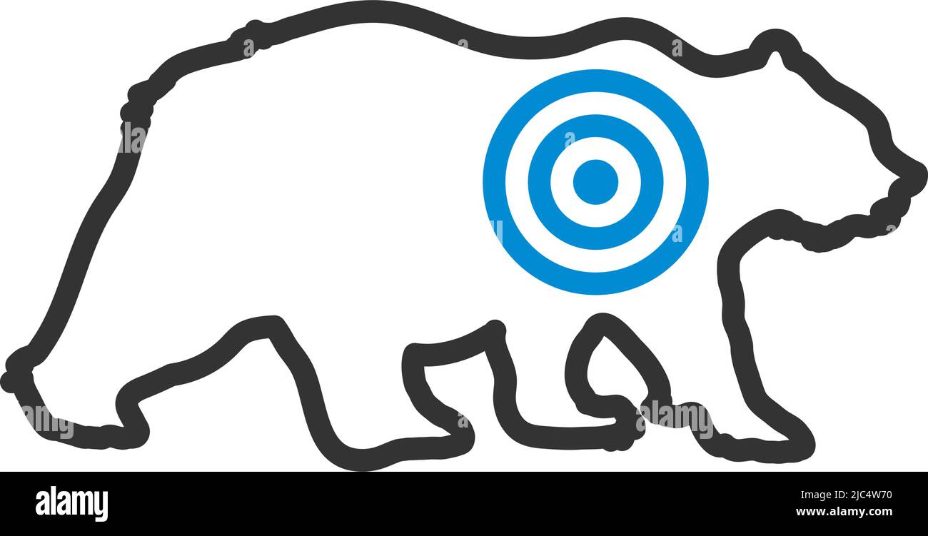 Icon Of Bear Silhouette With Target. Editable Bold Outline With Color ...