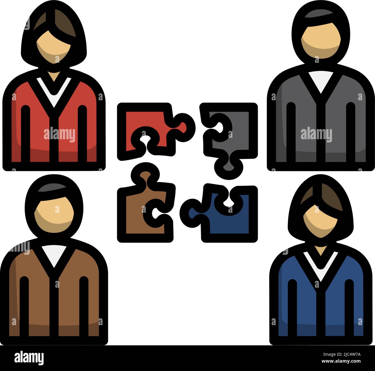 Corporate Team Icon. Editable Bold Outline With Color Fill Design ...