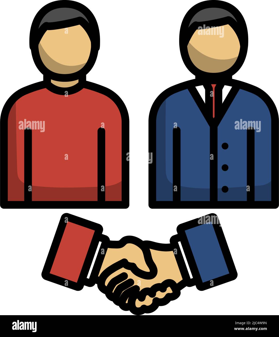 Two Man Making Deal Icon. Editable Bold Outline With Color Fill Design ...