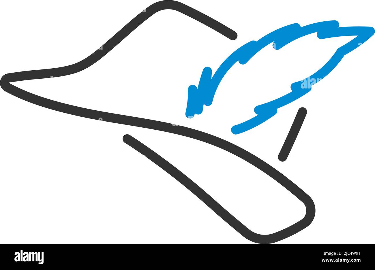 Icon Of Hunter Hat With Feather. Editable Bold Outline With Color Fill ...