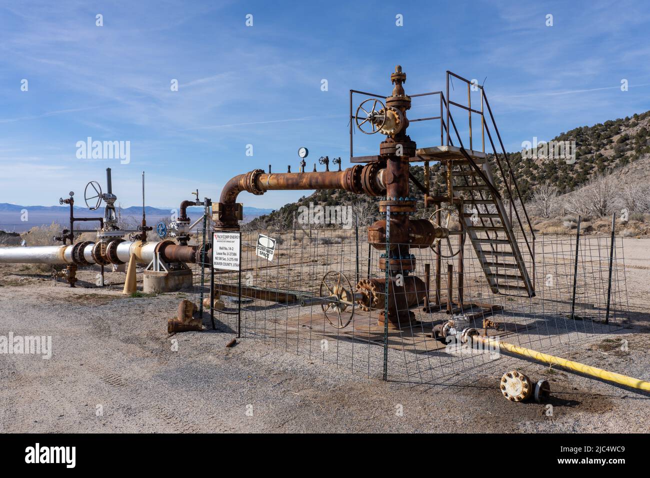 The wellhead of a geothermal injection well that returns cooled water ...