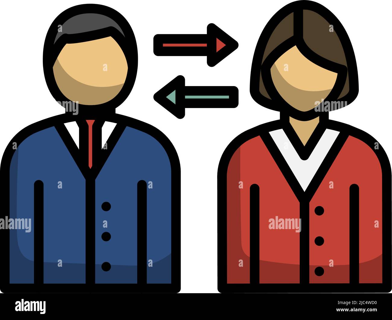 Corporate Interaction Icon. Editable Bold Outline With Color Fill ...