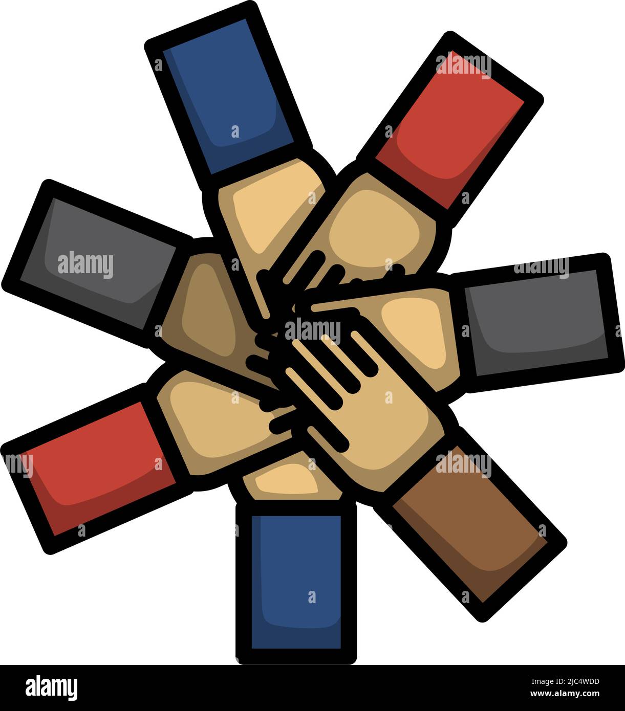 Unity And Teamwork Icon. Editable Bold Outline With Color Fill Design ...
