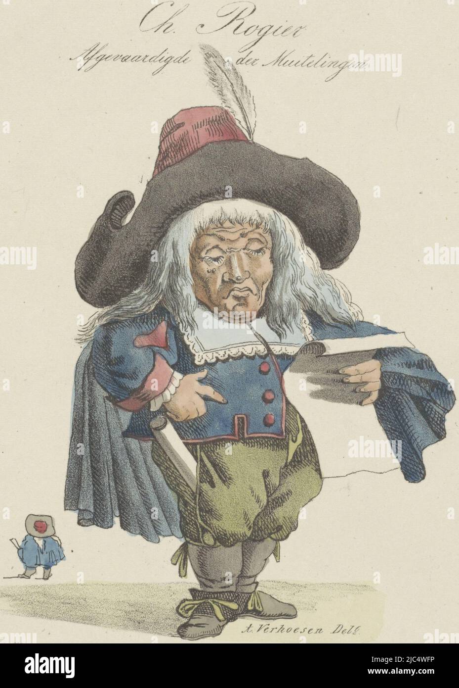 Cartoon of the various members of the Provisional Government of Belgium ...