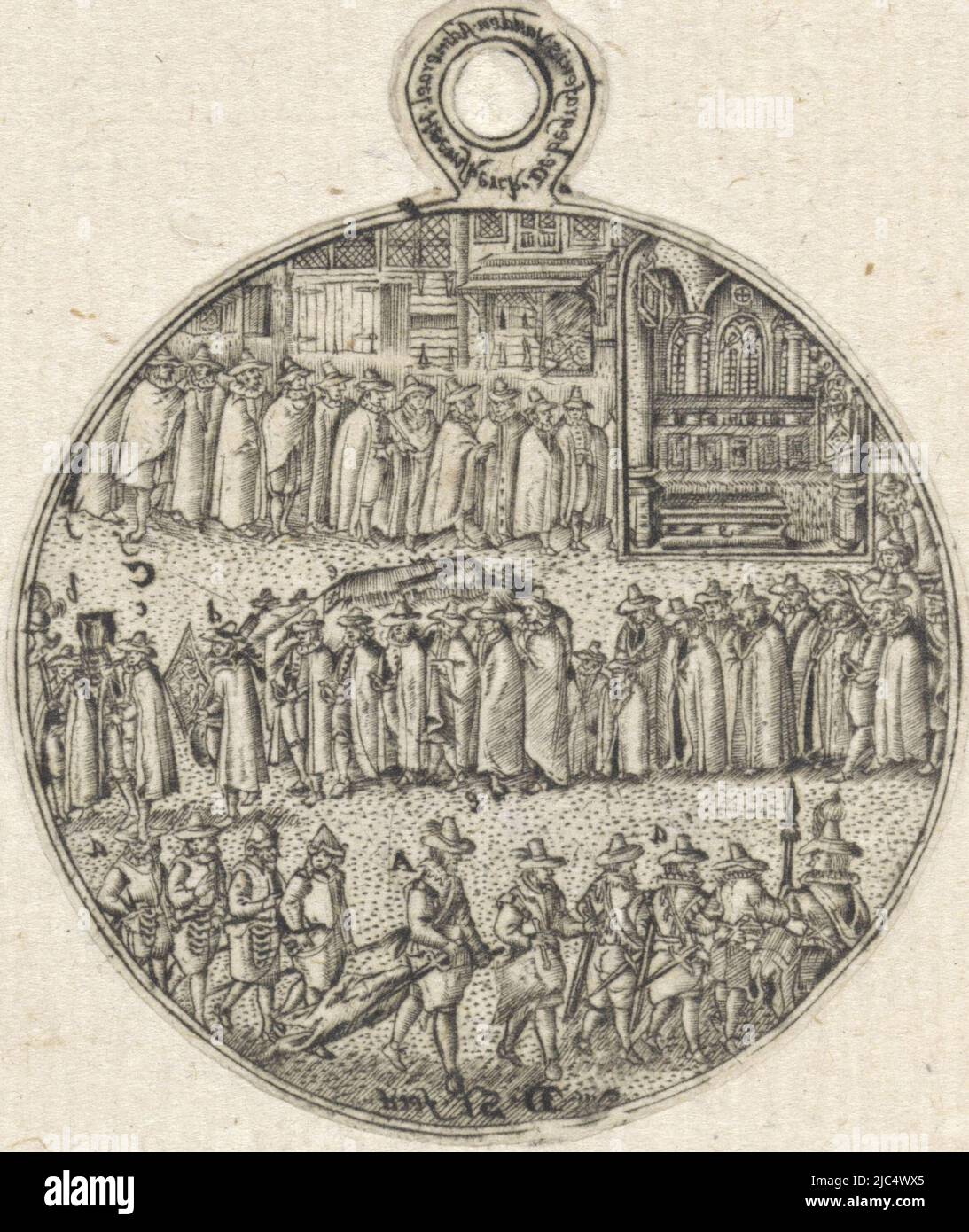 Reverse of a medal showing the funeral procession at the funeral of ...