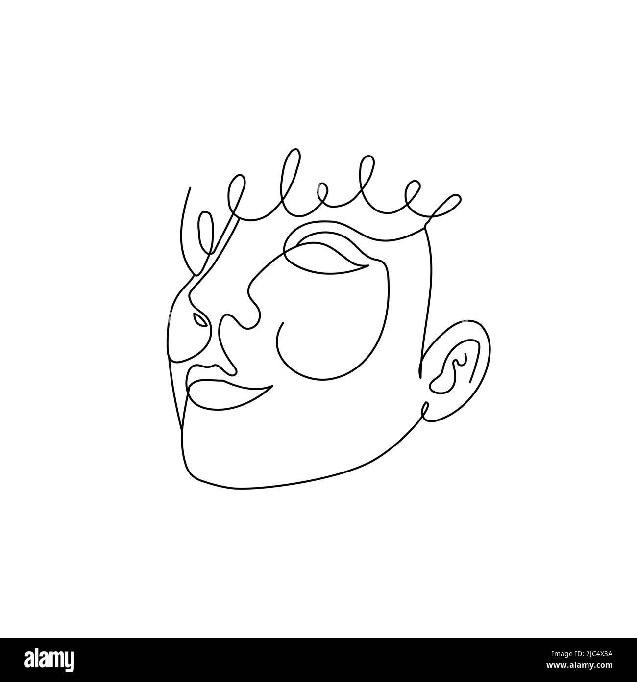 Female face single line drawing. Portrait of young beautiful girl Stock ...