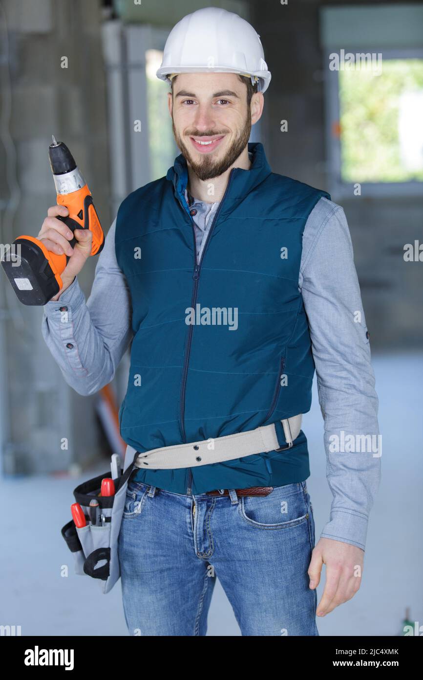 builder worker at construction site Stock Photo - Alamy