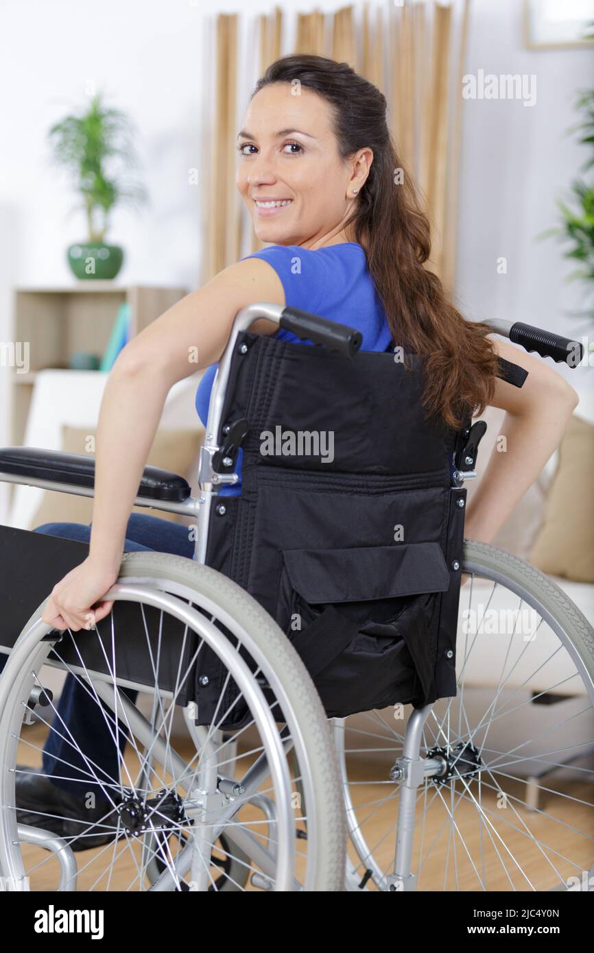 happy disable woman after visiting the doctors Stock Photo - Alamy
