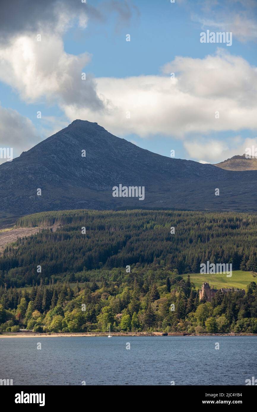 The corbett Goatfell & Brodick Castle on the Isle of Arran seen from ...