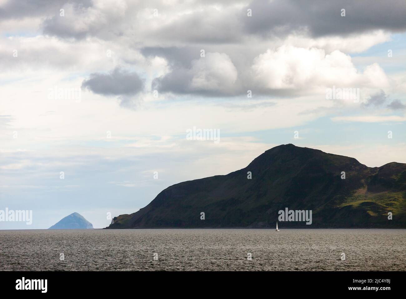 Looking across to the Holy Isle with Ailsa Craig from the ferry leaving ...