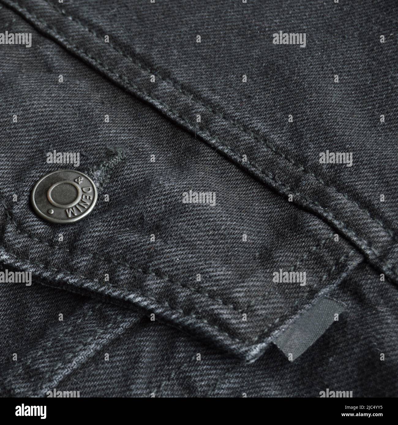 Black jeans denim coat jacket, pocket and buttom detail, jeans fabric ...