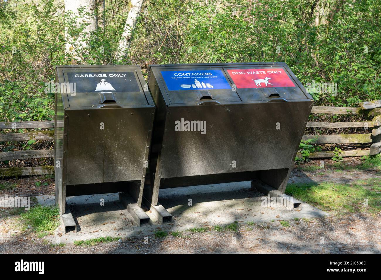 Garbage bin for garbage only and containers and dog waste only. Trash ...