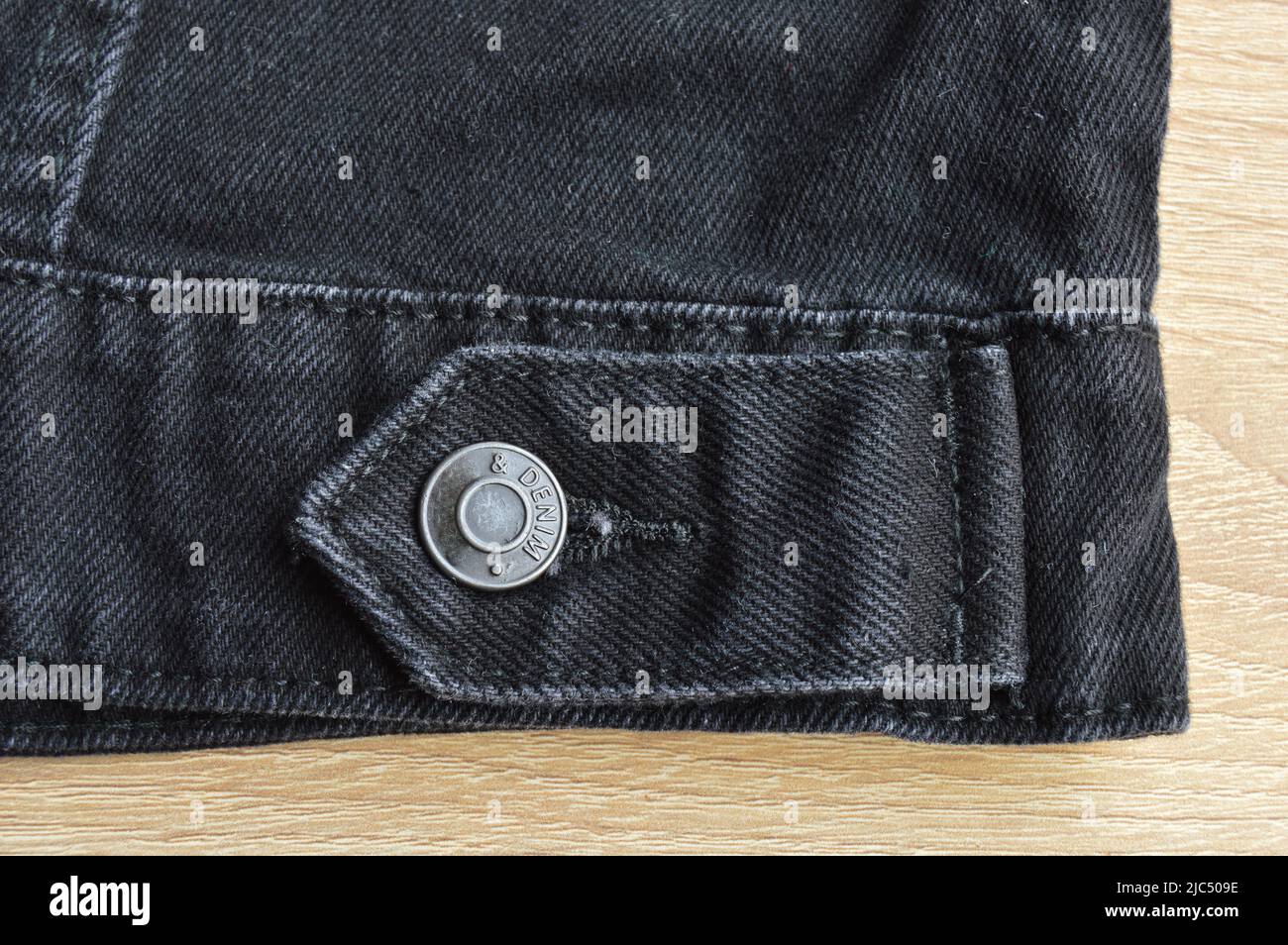 Black jeans denim coat jacket, metal buttom detail, jeans fabric ...