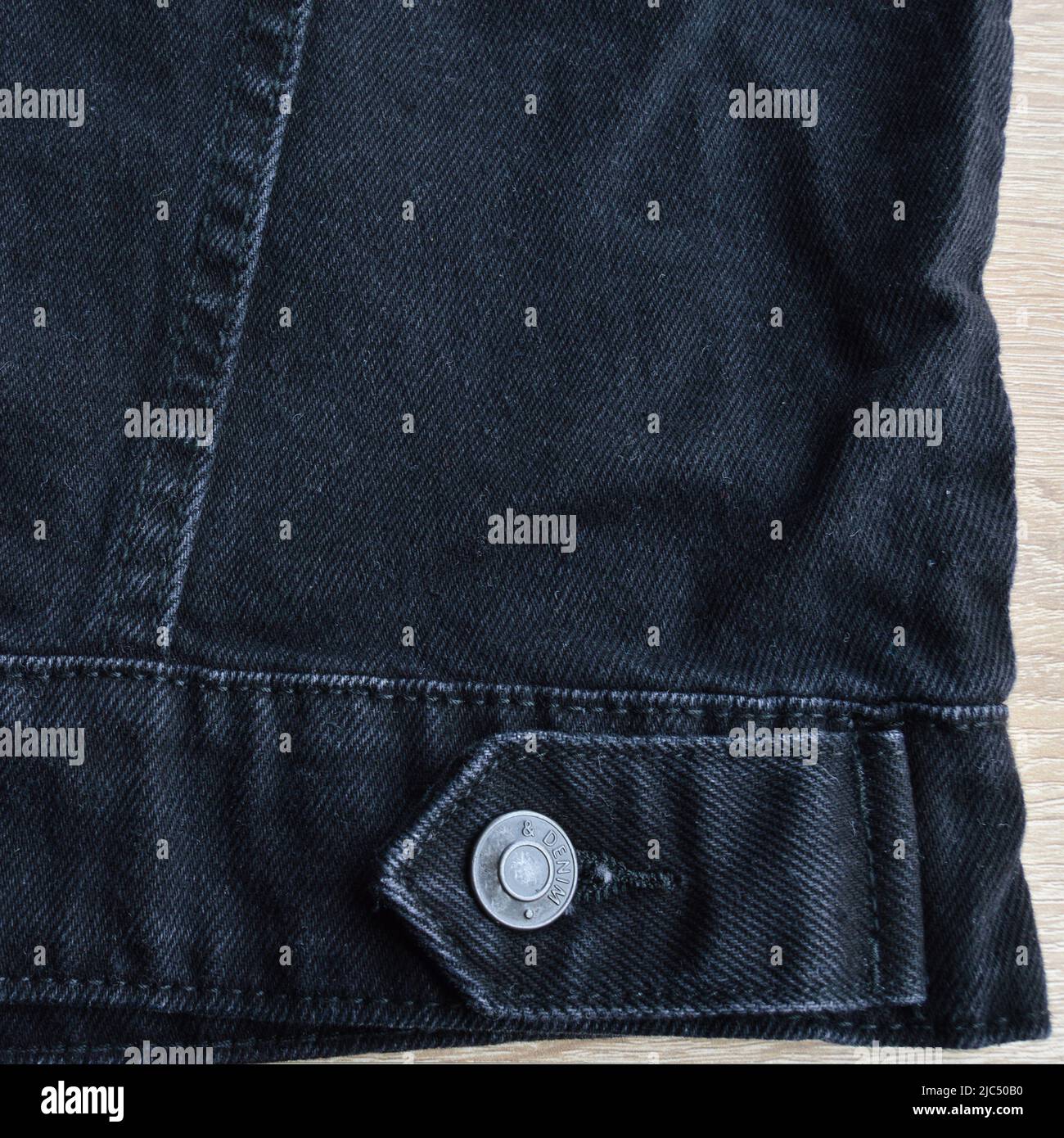 Black jeans denim coat jacket, metal buttom detail, jeans fabric ...