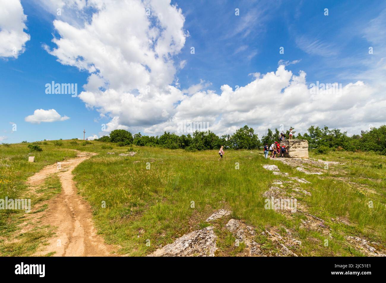 Kogelberg with Passion Cross (Gipfelkreuz) and children climbing on ...