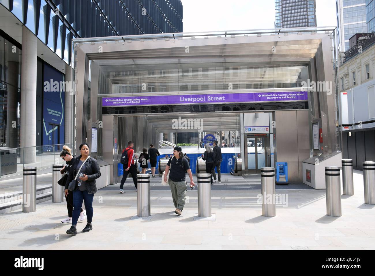Entrance to new Elizabeth Line underground station at Liverpool Street ...