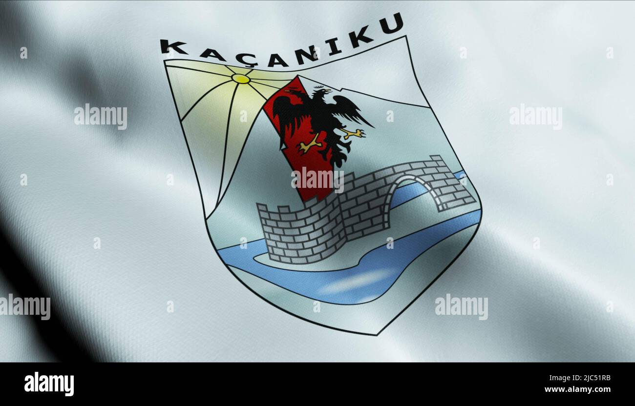 3D Illustration of a waving Kosovo city flag of Kacanik Stock Photo - Alamy