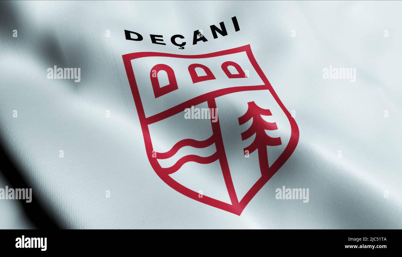 3D Illustration of a waving Kosovo city flag of Decan Stock Photo - Alamy