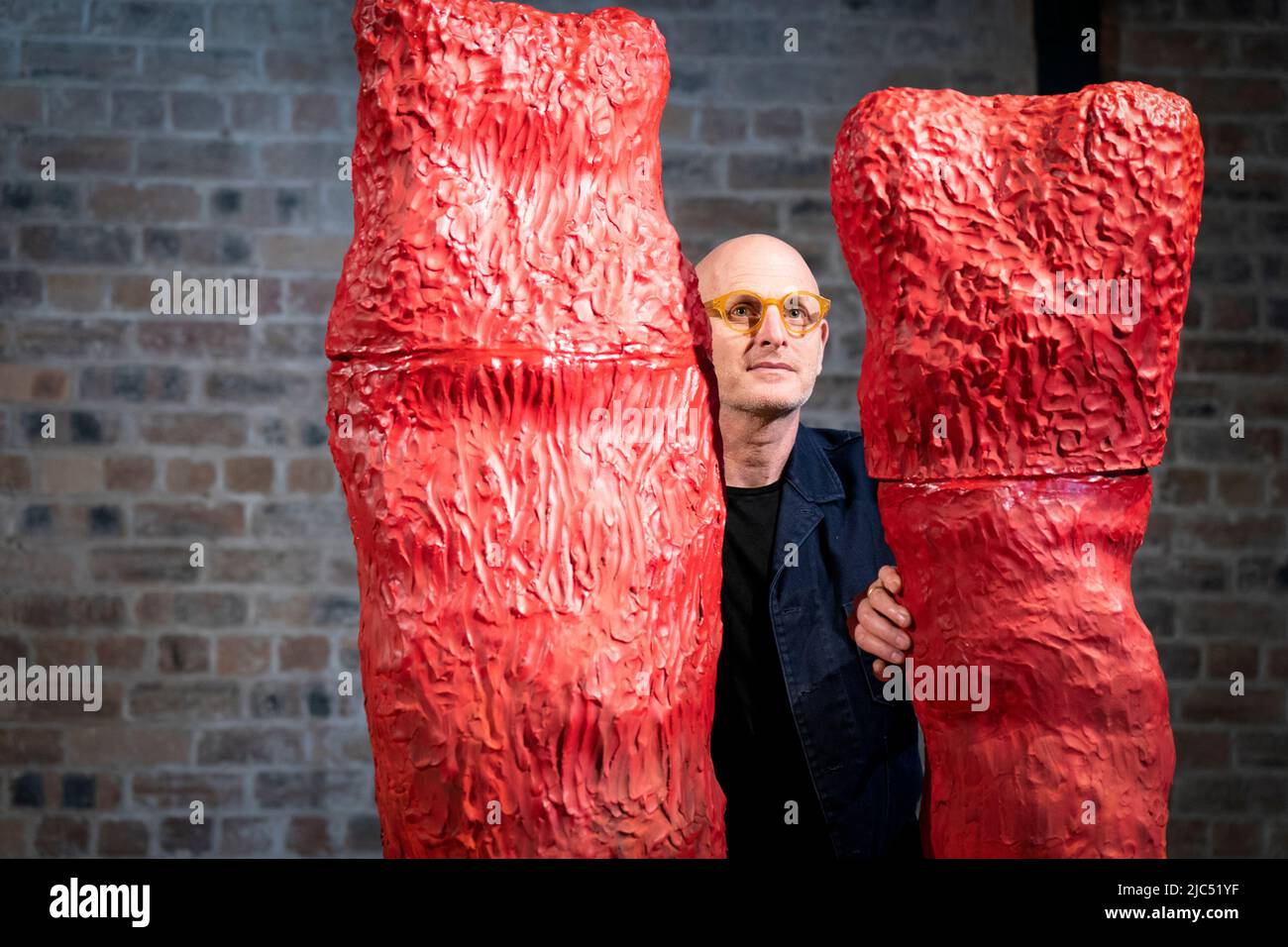 Artist Daniel Silver alongside some of his clay sculptures in his first ...