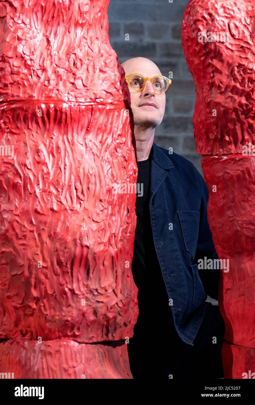 Artist Daniel Silver alongside some of his clay sculptures in his first ...