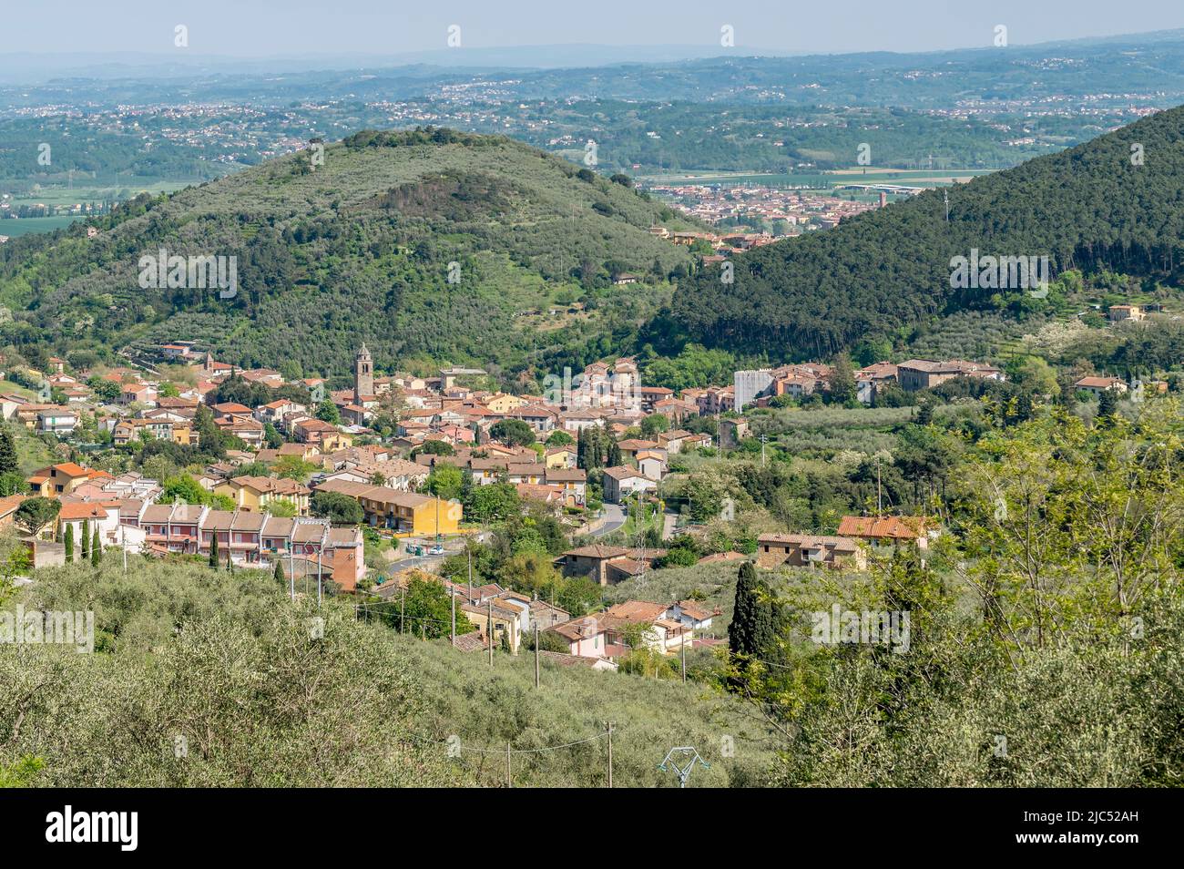 Panoramic aerial view of the ancient village of Buti, Pisa, Italy and ...