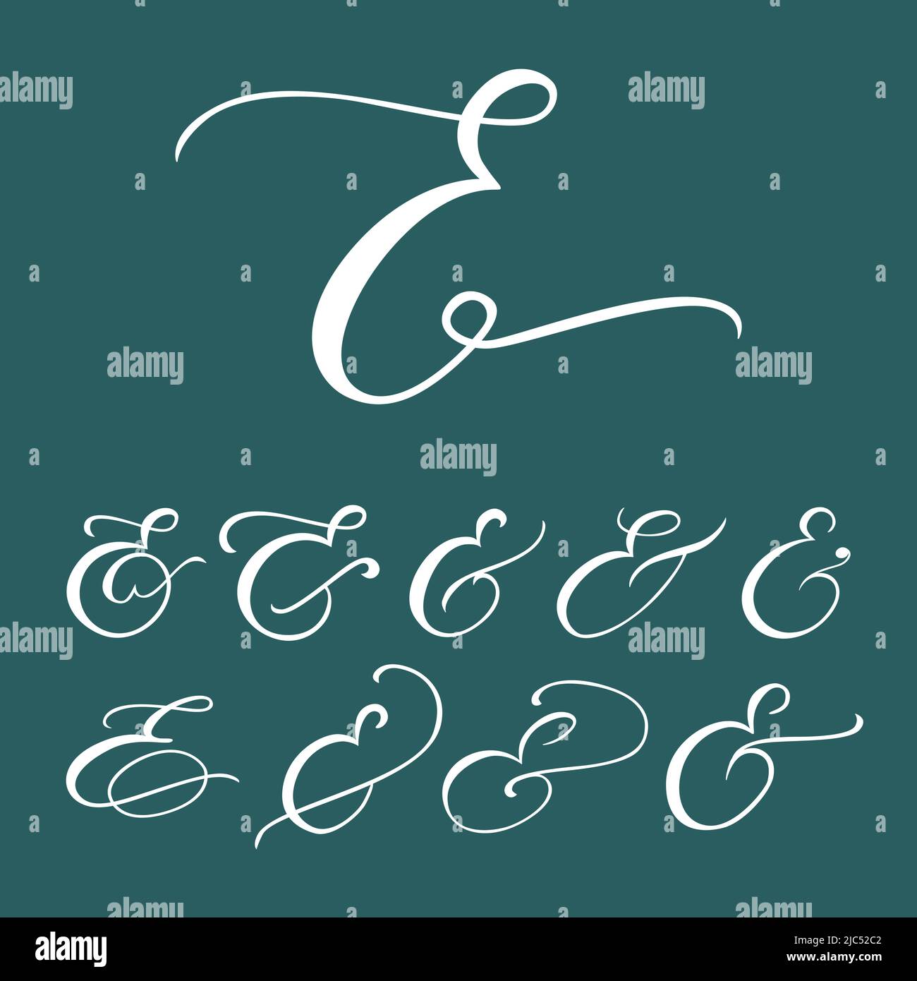 Typography script ampersand. Flourish lettering element for wedding ...