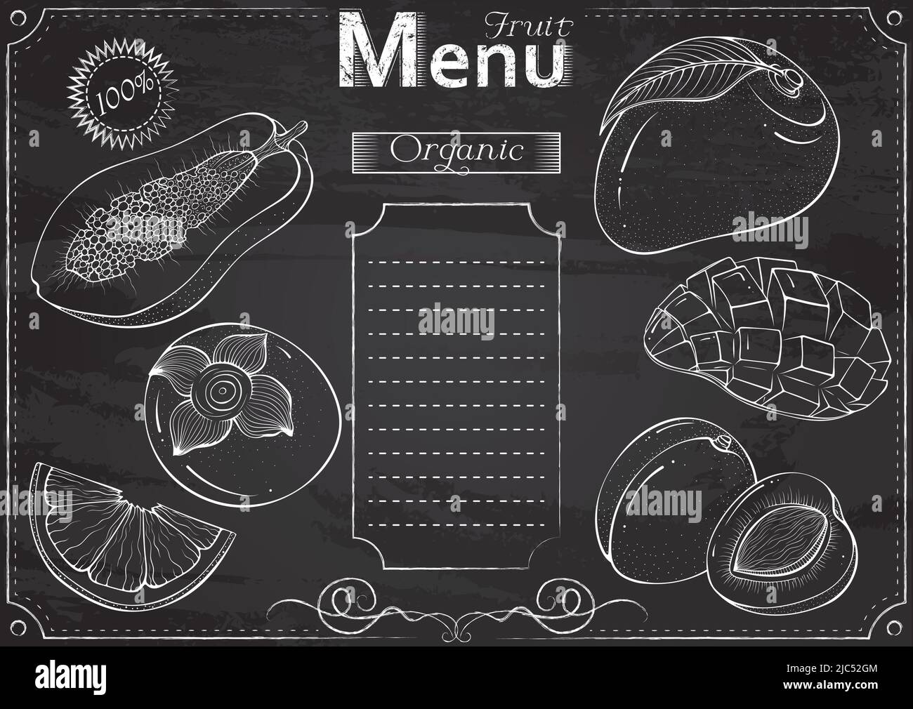 Various fruits menu chalk Stock Vector Image & Art - Alamy