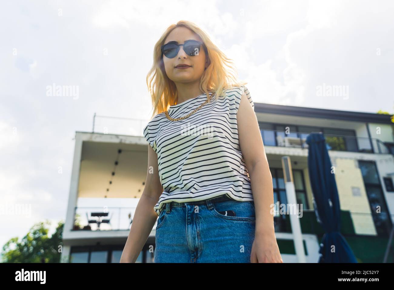 Girl from below hi-res stock photography and images - Alamy