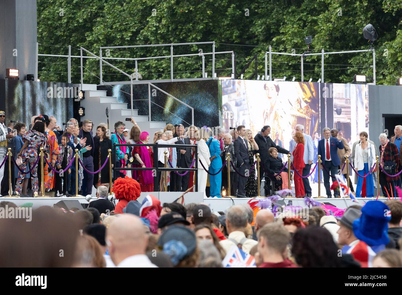5th June 2022 - British Celebrities line up on stage at Queen Elizabeth ...