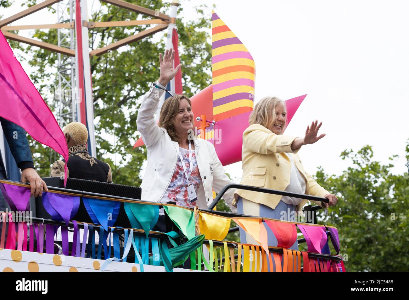 5th June 2022 - Katherine Grainger and Deborah Meaden on open top bus ...