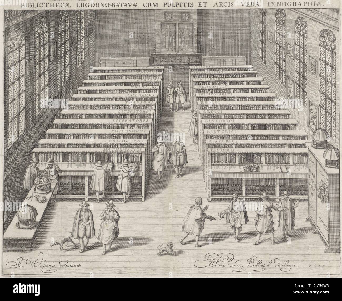 Library of the University of Leiden. Interior with the cabinets with ...