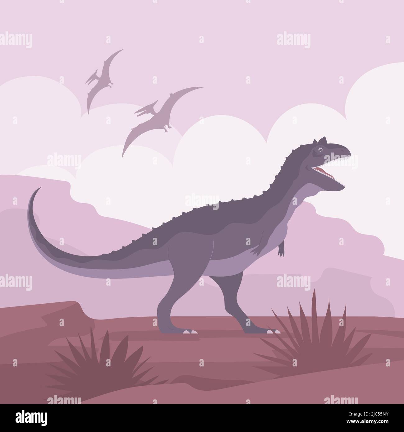 Ancient pangolin carnotaurus. Prehistoric animal with a horns on head ...